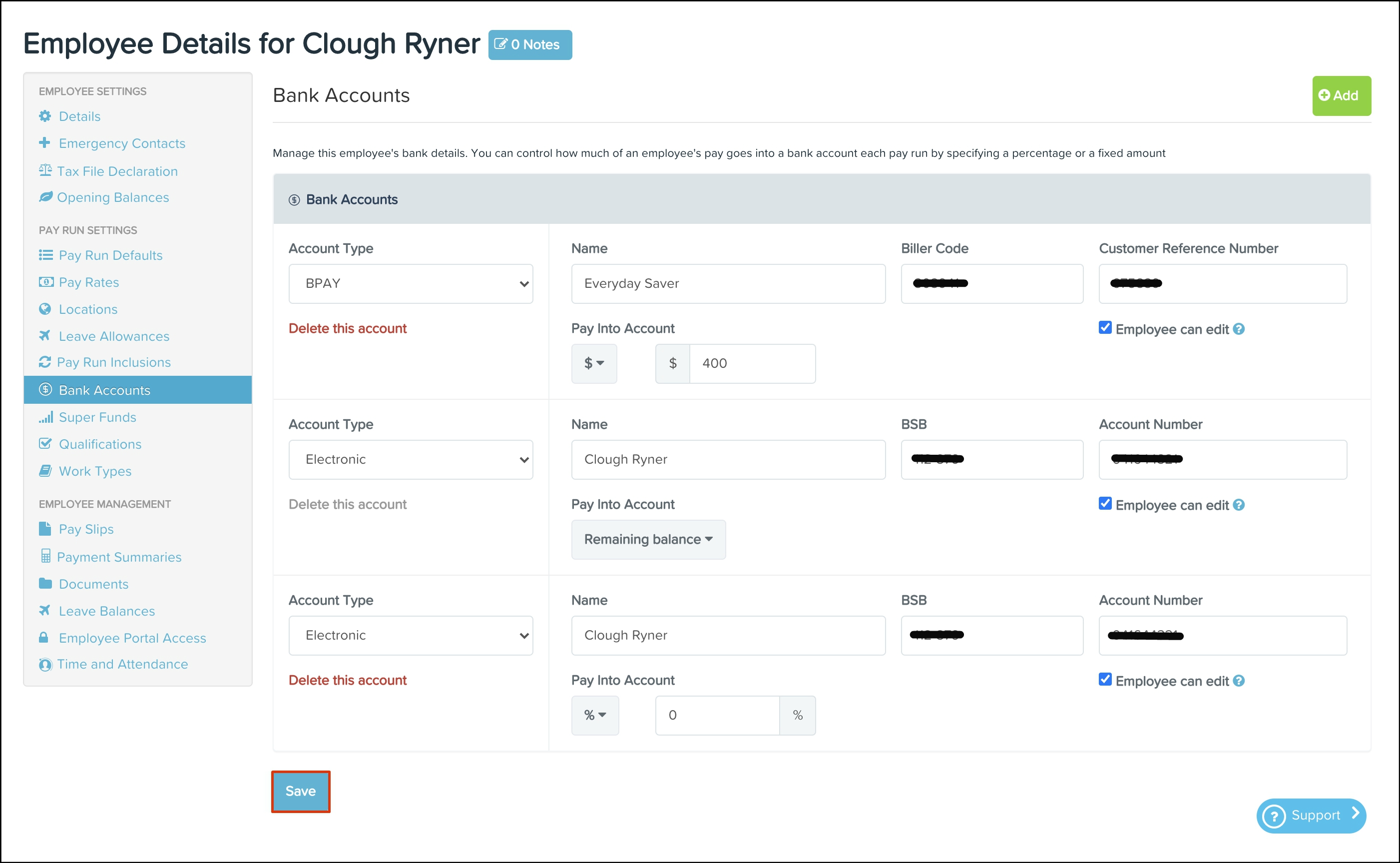 Payroll platform: Employee bank accounts – Employment Hero HelpCentre (AU)