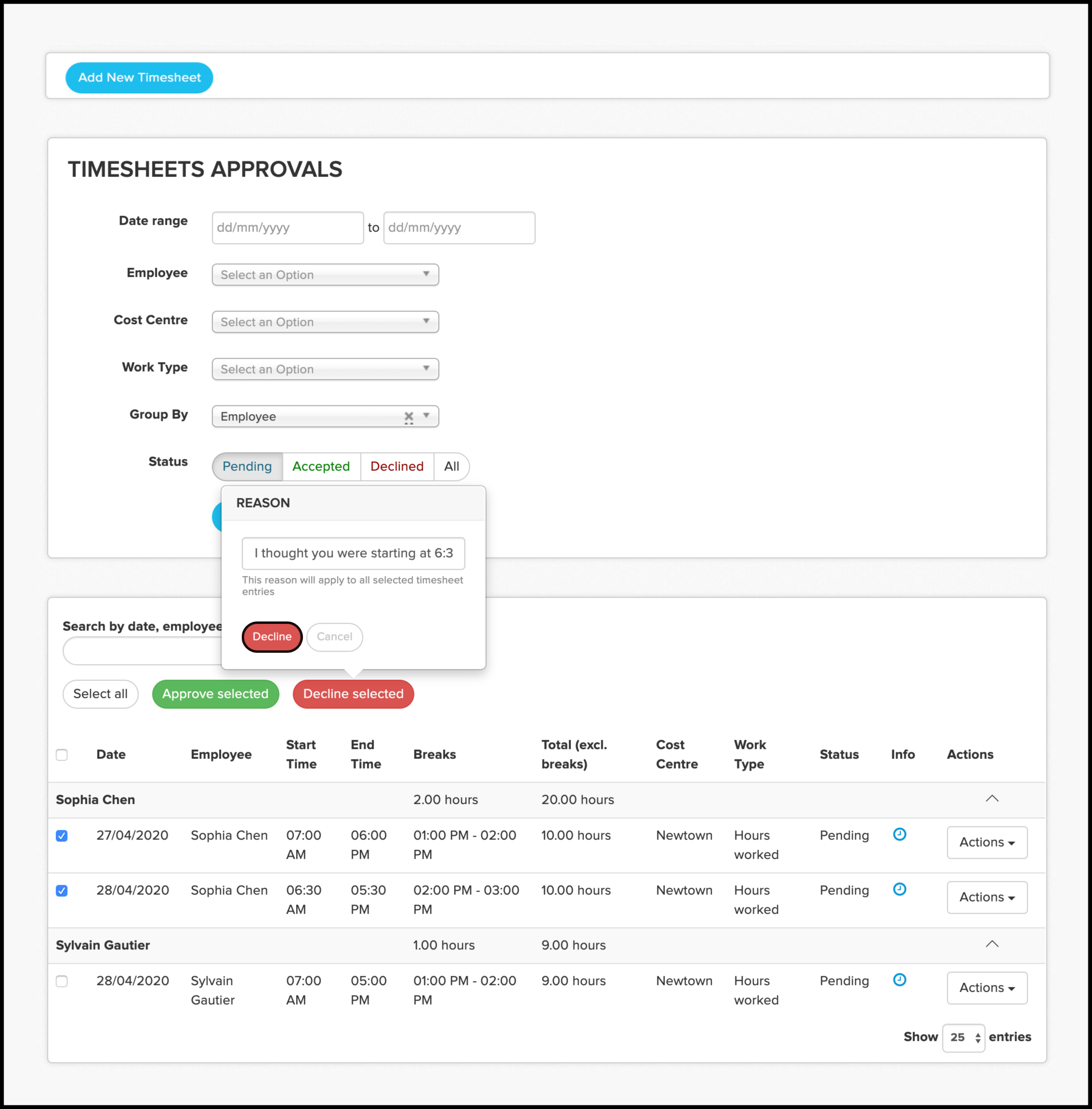 Managing Daily HR Timesheets Start And End Time Based Employment