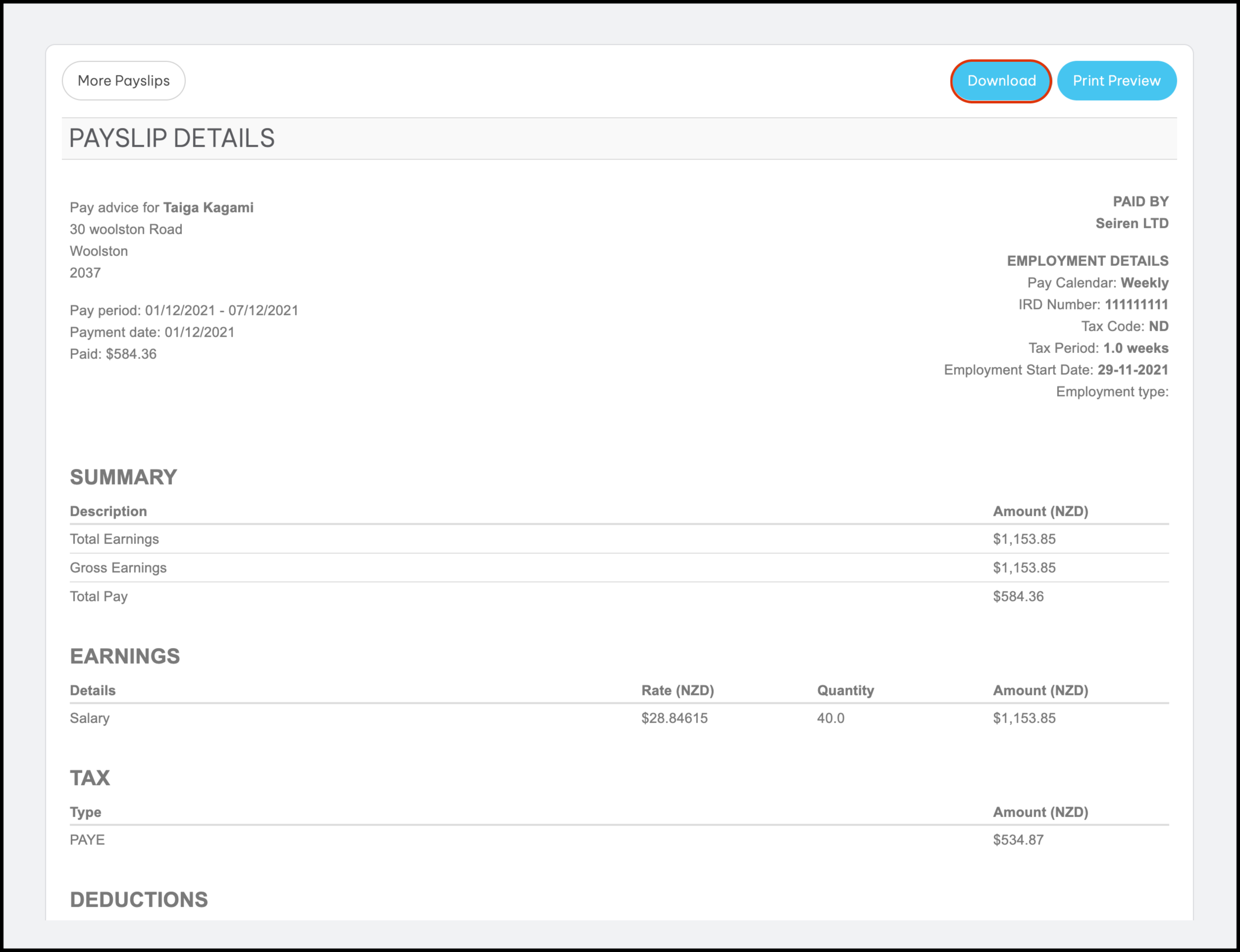 Accessing my payslips - HR Web Platform – Employment Hero HelpCentre (NZ)