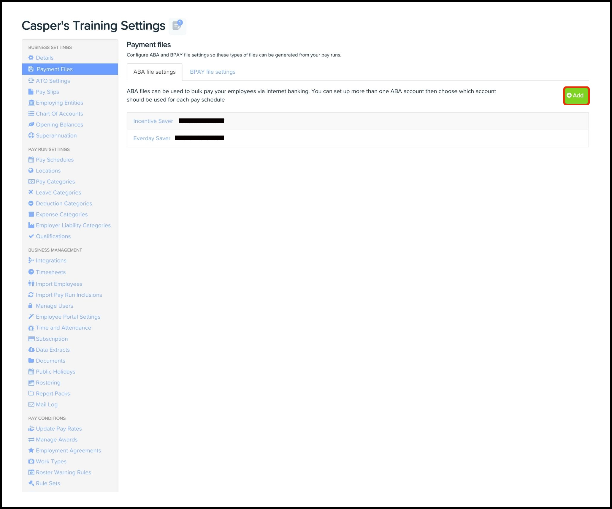 Payroll platform: Setup ABA payment files – Employment Hero HelpCentre (AU)