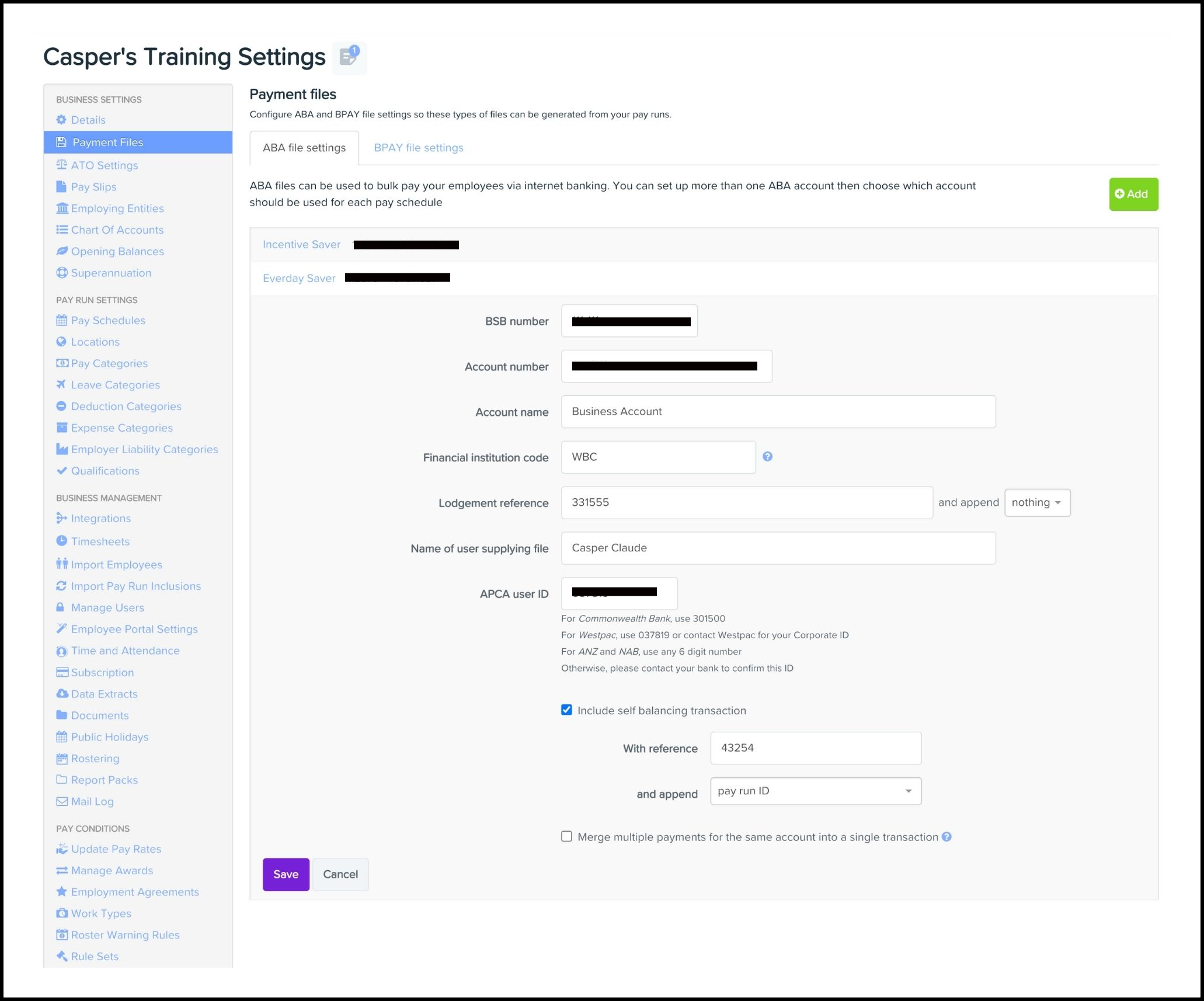 Payroll platform: Setup ABA payment files – Employment Hero HelpCentre (AU)
